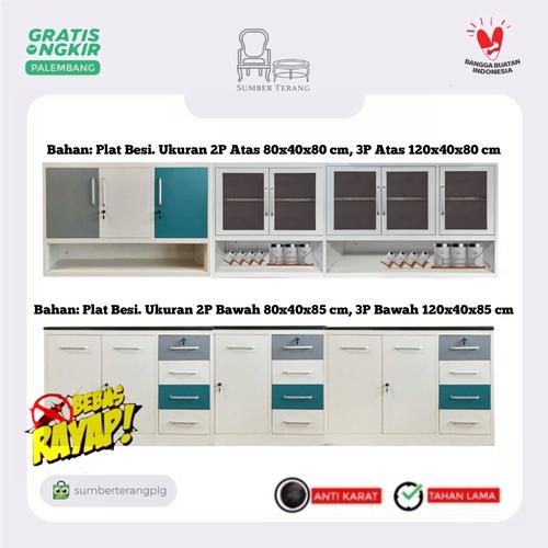 Jual Kitchen Set Plat Besi Lemari Gantung Lemari Piring 3 pintu Rak ...
