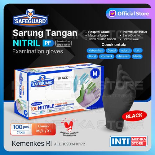 Jual SAFEGUARD - Sarung Tangan Nitril HITAM POWDER FREE Tanpa Tepung ...