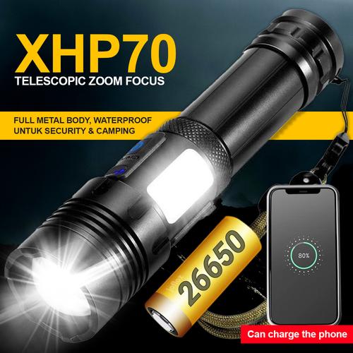 Promo Senter LED XHP70 SWAT ZOOM Super Terang Tactical Flashlight 90000 ...