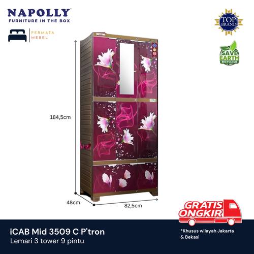 Promo Lemari Pakaian Cermin / Serbaguna 9 Pintu 3 Tower Napolly iCAB Mid-3509 C Ptron - Kab ...