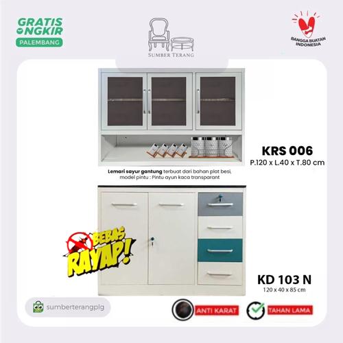 Jual Kitchen Set Atas Bawah 3 pintu Kitchen Set Plat Besi Lemari Dapur ...
