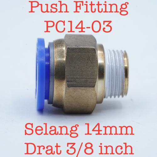 Jual PC14-03 Pneumatic Nepel Push Fitting Lurus Selang 14mm Drat 3/8 ...