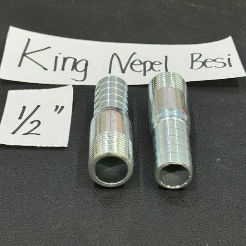 Jual (harga 1 buah) King nepple besi galvanis 1/2" inci sambung selang ...