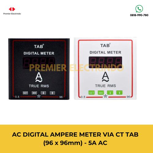 Jual AC Digital Ampere Meter Via CT 5A TAB 96 x 96mm - ( Hitam / Putih ...