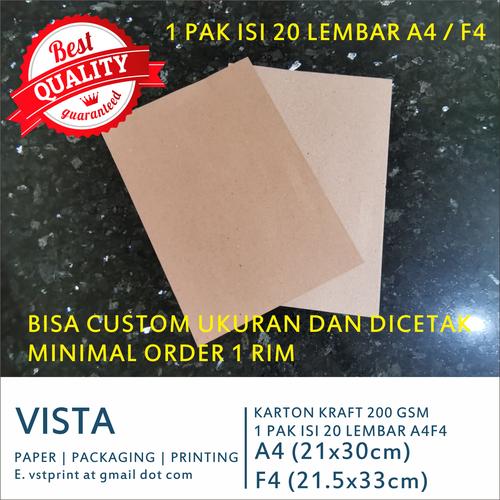 Jual Karton / Kertas Kraft / Craft / Daur Ulang A4 / F4, 200 Gsm - Kota ...