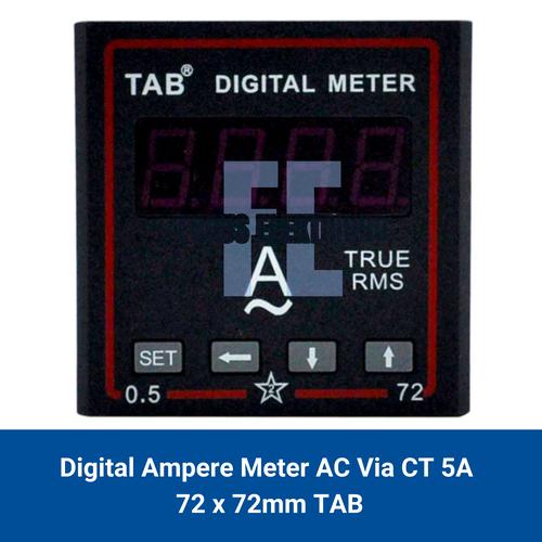 Jual Digital Ampere Meter AC Via CT 5A 72 x 72mm TAB - 4 Digit Display Ampere Panel Meter ...