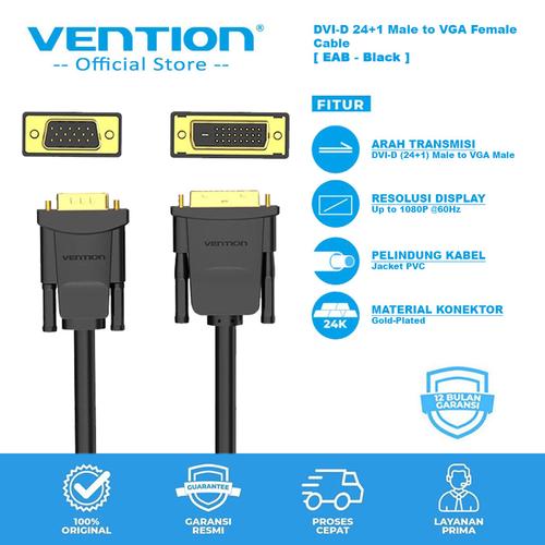 Jual Vention (EAB 1.5M) Kabel Adapter Converter DVI (24+1) Male to VGA ...