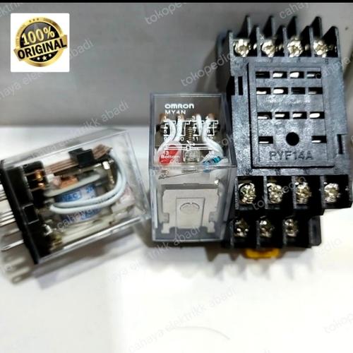Jual relay Omron original my4n my4 24vac 14kaki set socket/relay Omron ...