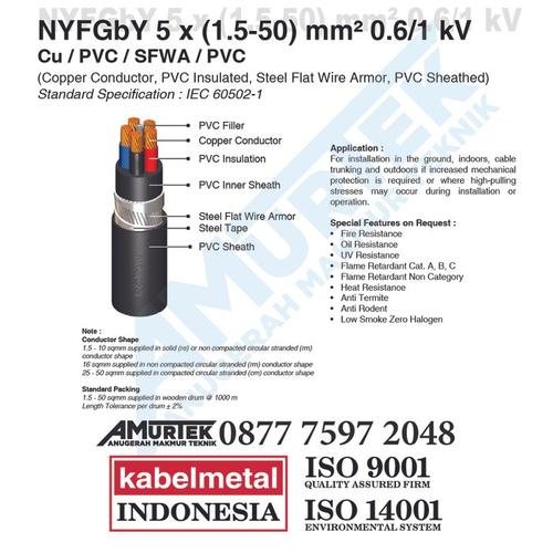 Jual Kabel NYRGBY 5x4 mm2 METAL /NYFGBY 5 x 4 mm2/5x4mm2/5x4 mm/5 x 4 ...
