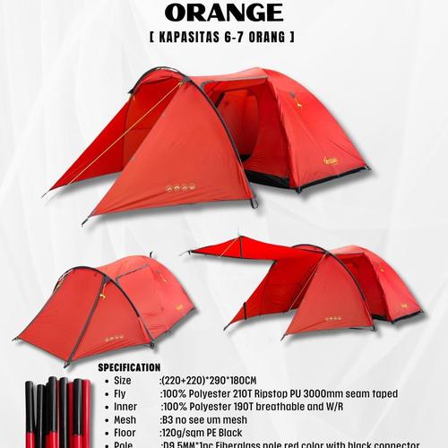 Jual family tent tendaki moluccas 6 pro kapasitas 6 - 7 orang original ...