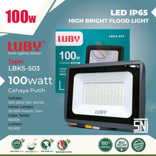 Jual Flood Light 100 watt LED Luby LBKS-503 Cahaya Putih 100W IP65 Original SNI lampu sorot lbks ...