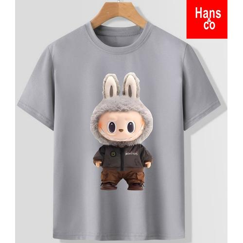 Jual Kaos Pria Unisex Gambar 3Dimensi Labubu Hitam Siap - Putih, S ...