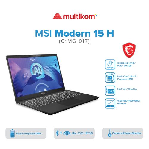 Promo MSI Modern 15 H AI C1MG 017 Ultra 5 125H 16GB 512GB SSD 15.6″ FHD ...