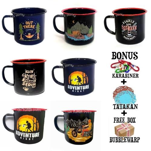 Jual Gelas Cangkir Mug Kopi Camping Outdoor Pantai Hawaii Motif Enamel ...