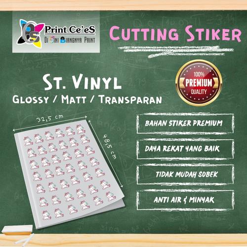 Jual Cetak Stiker Label Vinyl A3+ Cutting - White Matt, Laminasi Doff ...
