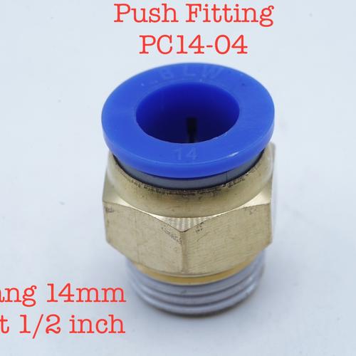 Jual PC14-04 Pneumatic Nepel Push Fitting Lurus Selang 14mm Drat 1/2 ...