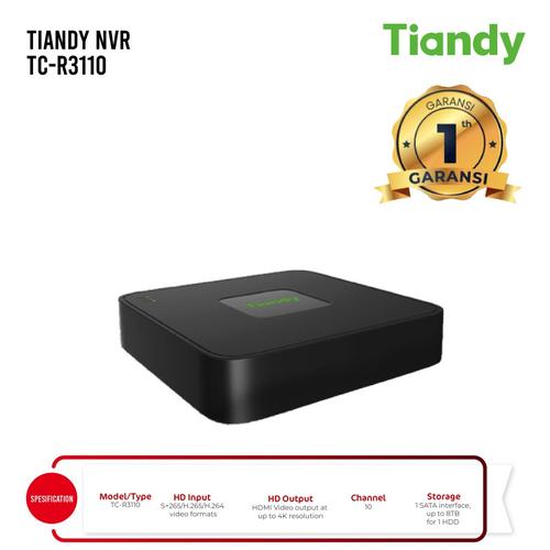 Jual NVR 10CH TIANDY TC-R3110 Support ONVIF IP Camera Non PoE CCTV Tiandy NVR 10 Channel ...