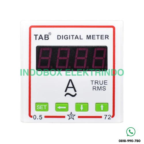 Jual Digital Ampere Meter AC Via CT 5A TAB 72 x 72mm - 4 Digit Display ...