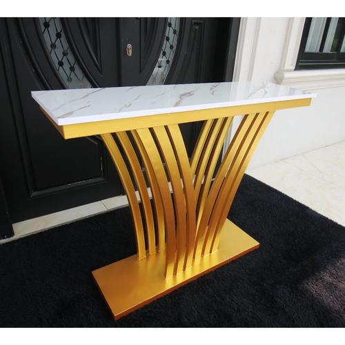 Jual meja console minimalis kaki besi gold/ meja hias console - marmer ...