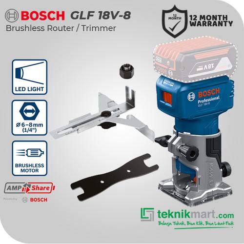 Promo Bosch Brushless Router / Mesin Profil Baterai 18V 1/4" GLF 18V-8 ...
