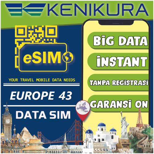 Jual Europe ESIM internet paket data e sim Eropa Turkey e-sim kenikura - 5 Days, 2GB/day - Kota ...