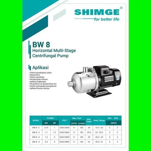 Jual Pompa Centrifugal Stainless 1Hp 3Phase Shimge Bw 8-2 Horizontal Multistage Pump - Kab ...