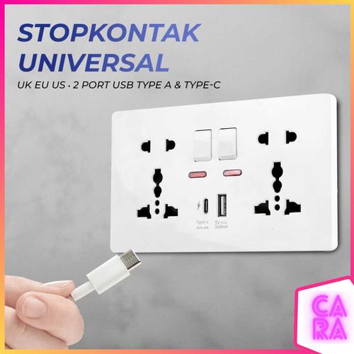 Promo Stop Kontak Dinding 2 Port USB Type-C w/ Switch Colokan Listrik ...