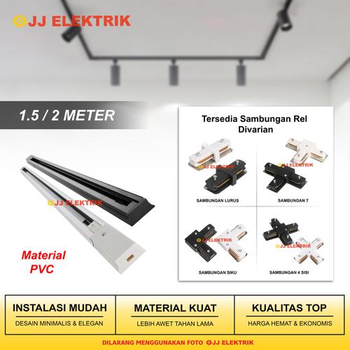Jual Rel Lampu Sorot Spotlight Track Rell 1.5/2 Meter 1.5M 2M Hitam ...