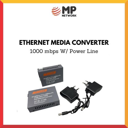 Promo ETHERNET MEDIA CONVERTER 1000 WITH POWER LINE Fiber Optic Device ...