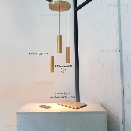 Jual Lampu gantung void 3in1 body gold model tabung panjang 20cm 40cm ...