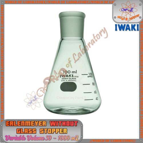 Jual IWAKI Erlenmeyer Flask without Glass Stopper, 50 mL - 1.000 mL (TANPA TUTUP) - 50 mL ...