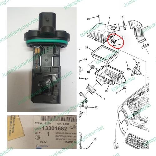 Jual Sensor MAF Mass Air Flow Sensor Udara Chevrolet Spin Bensin Aveo ...