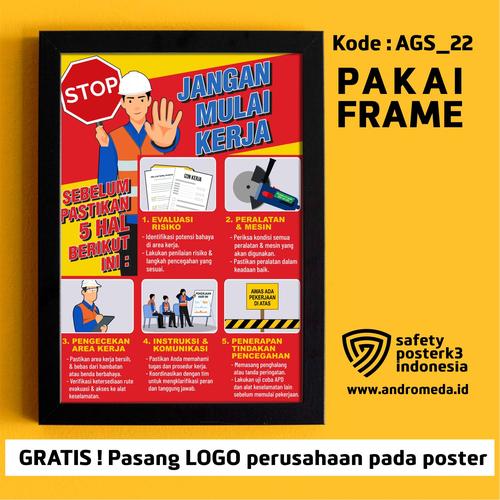 Jual Safety Poster Slogan K3 Jangan Mulai Bekerja Sebelum Memastikan 5 ...