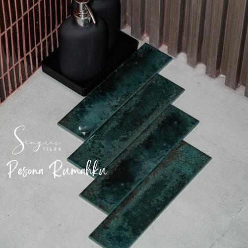 Jual Keramik Singres Type Julius Green Ocean 6x24 Cm - Keramik Dinding ...