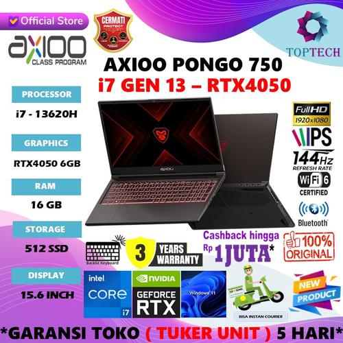 Promo Laptop Axioo Pongo 750 RTX4050 6GB - i7 13620H 16GB 512ssd 15 ...