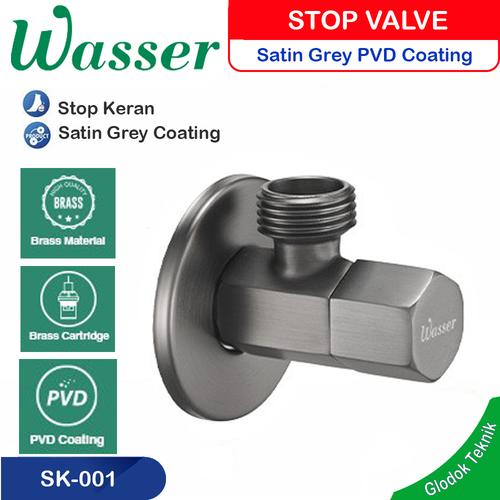 Jual Wasser kran shower - stop kran Satin Grey Hexagonal Stop Valve SK ...