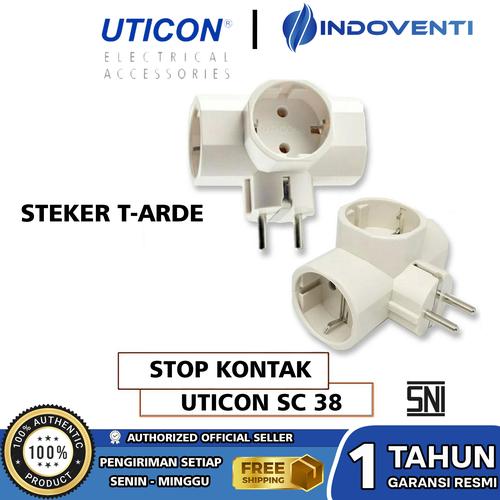 Jual UTICON SC-38 Sambungan Colokan Stop Kontak Steker T-Arde 3 Lubang ...