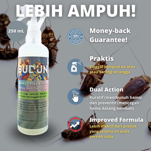 Promo Cairan Anti Serangga BUDUN 250 mL Spray pembasmi kecoa, kutu ...