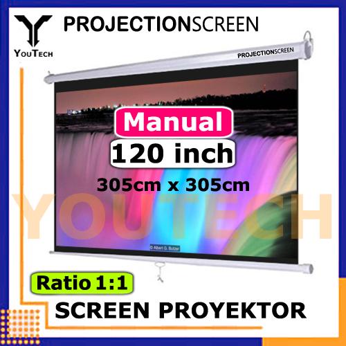 Jual Layar Proyektor Pixel Manual 120 inch Rasio 1:1 - Screen Projector ...