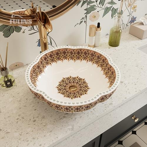 Jual Cuci Muka Kamar Mandi Putih-Gold Set oval/Bulat/Kotak/Washtafel ...