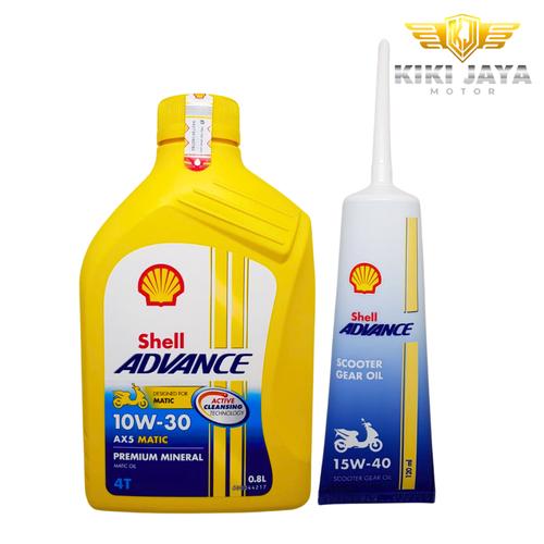 Jual OLI MOTOR SHELL ADVANCE AX5 MATIC 10W-30 0.8L + OLI GARDAN SHELL ...