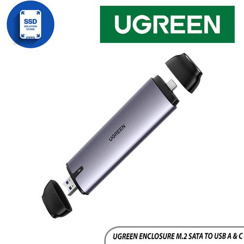 Jual UGREEN ENCLOSURE 2 IN 1 SSD M2 SATA (B key) TO USB C & A - UGREEN ...