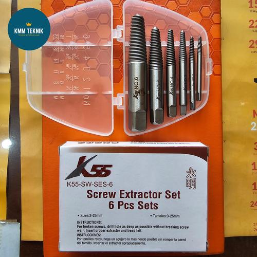 Jual K55 HAND TAP BALIK SET 6 PCS SCREW EXTRACTOR SET ALAT PEMBUKA BUKA ...