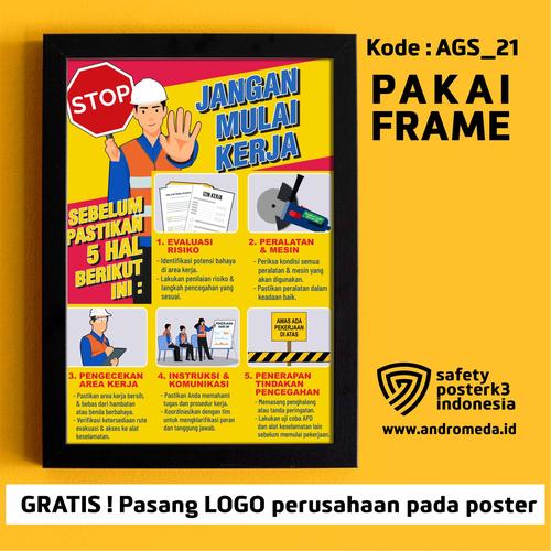 Jual Safety Poster Slogan K3 Jangan Mulai Bekerja Sebelum Memastikan 5 ...
