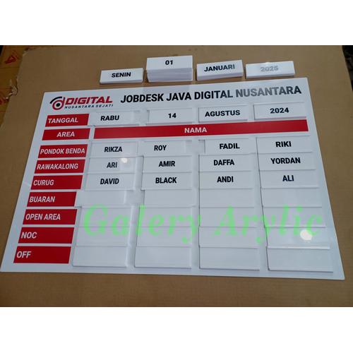 Jual JOBDESK AKRILIK,Papan Jadwal Petugas, Dokter,Bidan, Perawat Dll ...