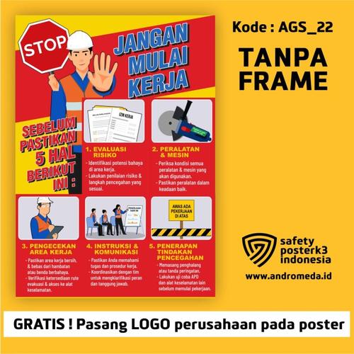 Jual Safety Poster Slogan K3 Jangan Mulai Bekerja Sebelum Memastikan 5 ...