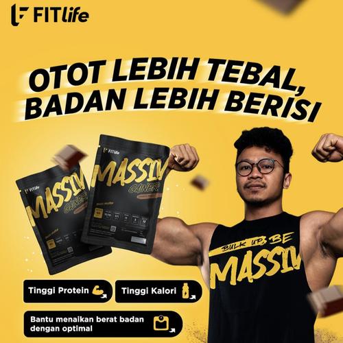 Jual Fitlife massiv gainer sachet mass gainer - 1 sachet, Coklat - Kota ...