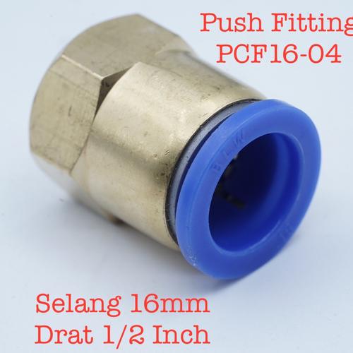 Jual PCF16-04 Pneumatic Nepel Fitting Lurus Selang 16mm Drat Dalam 1/2 ...