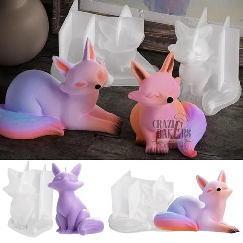 Jual Cetakan SIlikon Candle Soap Cute Siting Lying Fox Rubah Duduk ...