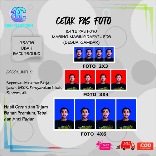 Jual CETAK PAS FOTO UKURAN 2X3 3X4 4X6 - Merah - Kab. Bandung ...
